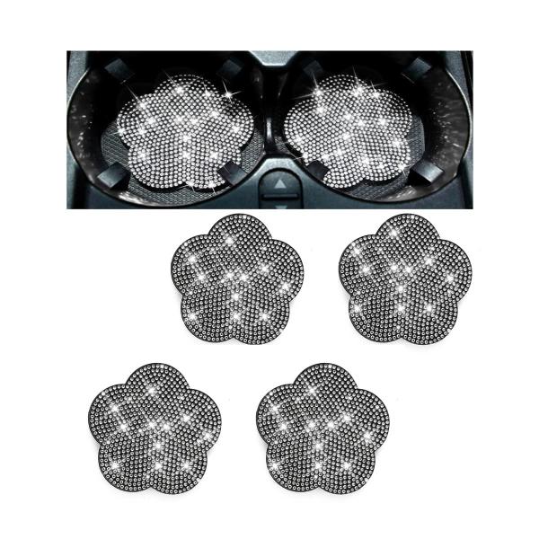 商品名: Moioee キラキラ光る車用カップホルダーコースター ラインストーンプラムブロッサム車両滑り止めカップホルダーインサートコースター クリスタル耐衝撃カップマット ダイヤモンドがいっぱい 女性/女の子向け (ホワイト) Moioe...