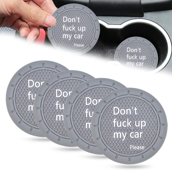 商品名:  4Pcs Car Cup Holder Coasters, Don't Fuck up My Car Please, Universal Non-Slip Cup Holder Embedded Decorative Funny...