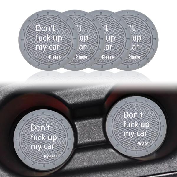 商品名:  4PCS Car Cup Holder Coaster, Don't Fuck up My Car Please, Non-Slip Cup Holder Embedded Decorative Funny Coaster Su...