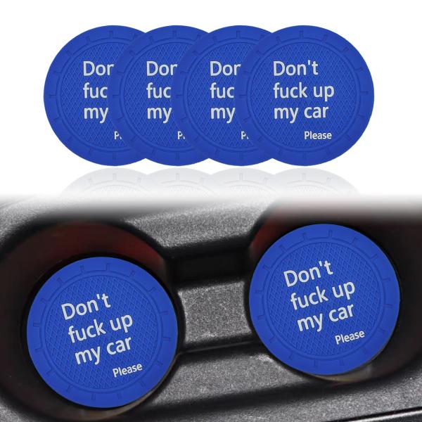 商品名:  4PCS Car Cup Holder Coaster, Don't Fuck up My Car Please, Non-Slip Cup Holder Embedded Decorative Funny Coaster Su...
