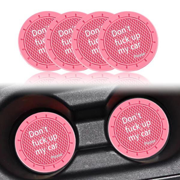 商品名: 4PCS Car Cup Holder Coaster, Don't Fuck up My Car Please, Non-Slip Cup Holder Embedded Decorative Funny Coaster Sui...
