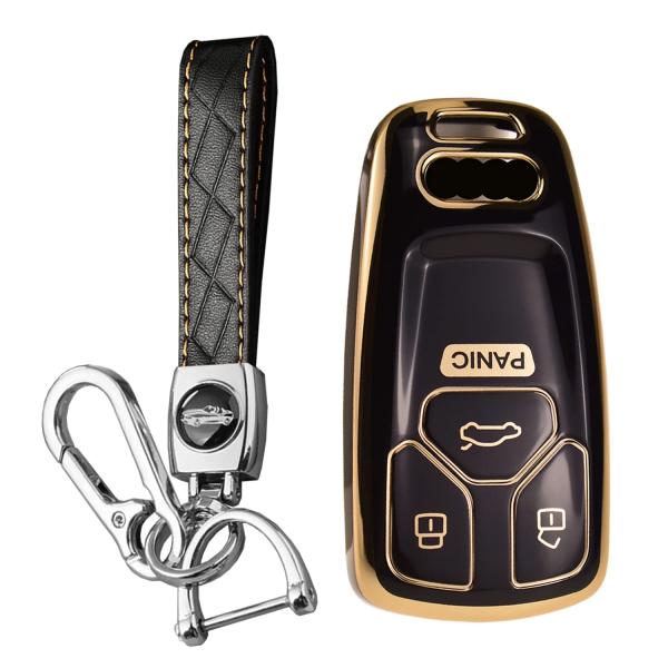 商品名:  KUNIO Car Key Fob Cover Case Fit for Audi A4 A5 Q7 TTS R8 Key Protective Cover Keychain TPU Key Holder 4 Buttons B...