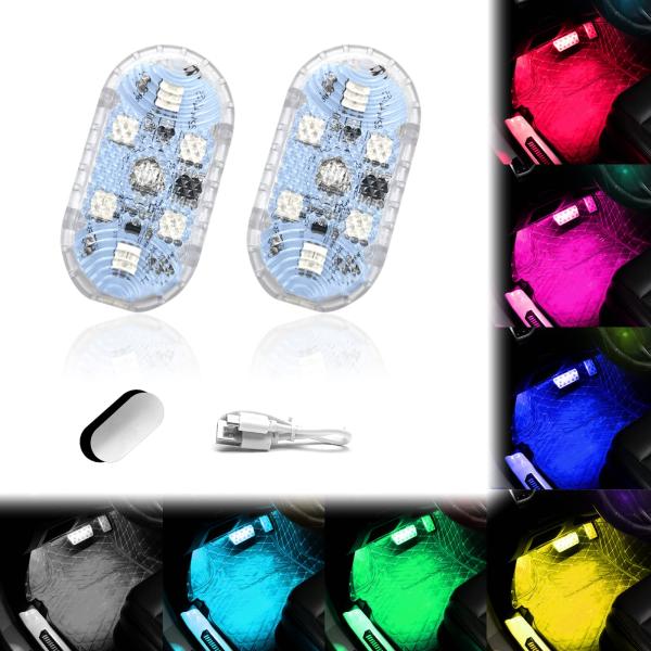 商品名: 2個 車用LEDライト インテリア 7色 タッチセンシティブLEDアンビエントライト USB充電式 車内読書灯 明るいLEDランプビーズ6個付き 車用ポータブルLEDライト 2Pcs Car Led Lights Interior...