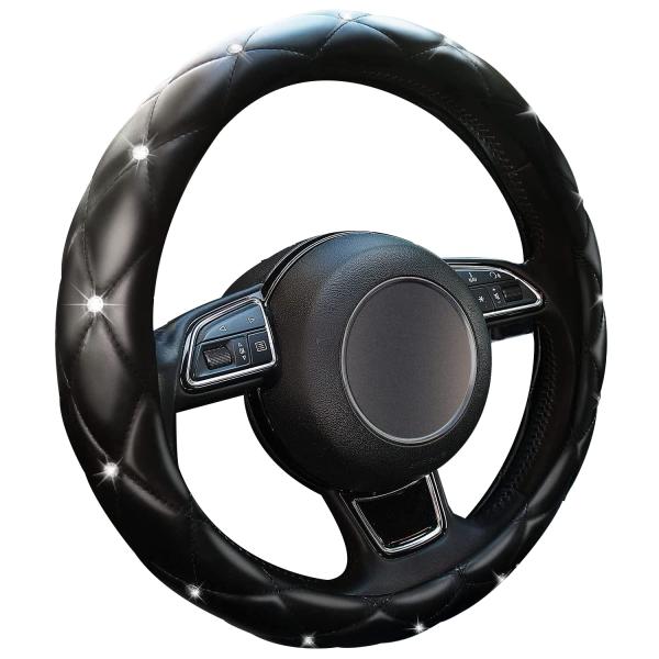 商品名: ブラックブリング ステアリングホイールカバー ダイヤモンドラインストーン ソフトレザーハンドルカバー カーアクセサリー レディース ガールズ 通気性 滑り止め プロテクター ユニバーサル 15インチ ほとんどの車にフィット Cut...