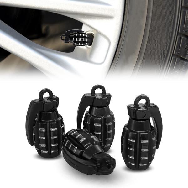 商品名: 4個 車 タイヤ バルブ ステムキャップ パーソナライズ タイヤ バルブ ステム キャップ 外装アクセサリー 個性的 スタイル デザイン ユニバーサル 車 SUV オートバイ 自転車 (ブラック) 4PCS Car Tire Va...