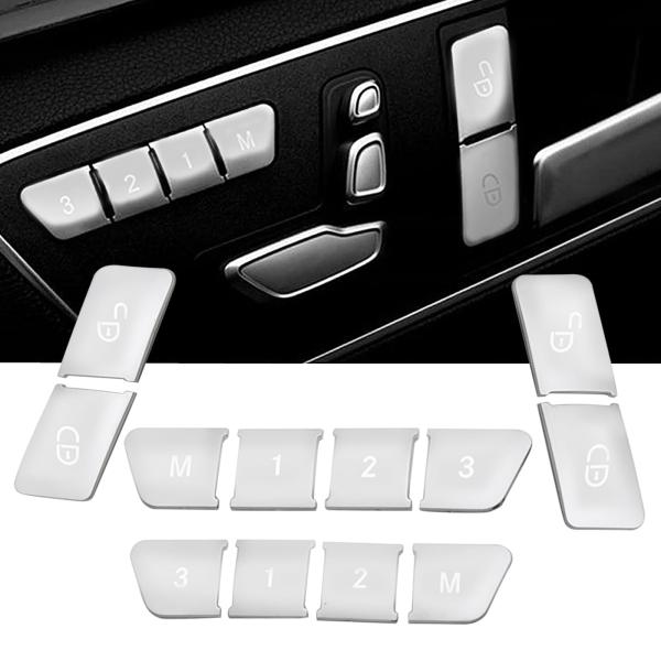 商品名: 12個 カーシート メモリー ドア ロック アンロック ボタン ステッカー アジャスト スイッチ ボタン トリム カバー 交換用 ベンツ C クラス E クラス CLA GLA CLE (シルバー) 12pcs Car Seat ...