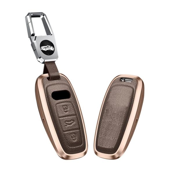 商品名:  KUNIO Car Key Fob Cover Case Fit for Audi A8 E-Tron RS7 SQ8 Key Protective Cover Keychain Leather Metal Key Holder...