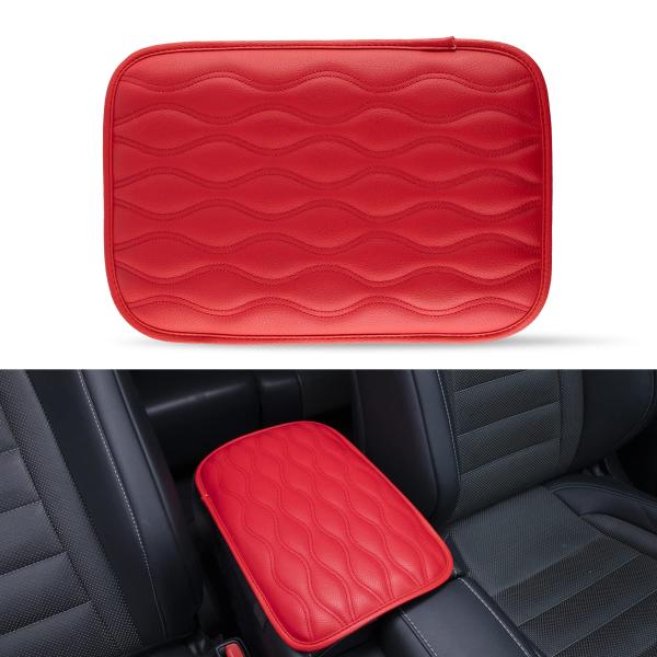 商品名: UREHEPO 車用センターコンソールカバー レザー 防水 アームレスト保護ボックス インテリアアクセサリー 低反発素材 自動車アームレストクッション ほとんどの車両、SUV、トラック用 (レッド) Urehepo Car Cen...