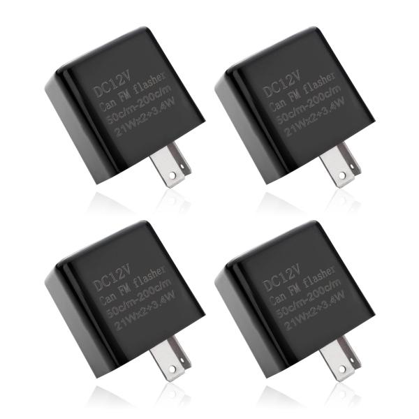 商品名: QODOLSI LED電子フラッシャーリレー 4個パック 12V 2ピン 調節可能なウィンカーハザード警告インジケーター 防水 自動車用フラッシュリレー ほとんどの車とオートバイの交換用 (ブラック) QODOLSI Pack-4...