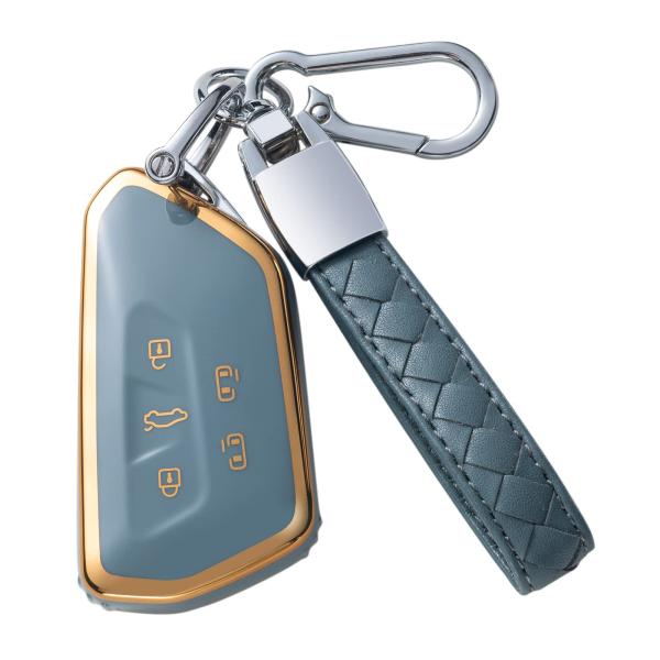 商品名:  CHEZENHUI Compatible with VW Volkswagen Key Fob Cover with Leather Lanyard, Car Key Case Shell for VW ID.4 ID.3 Go...
