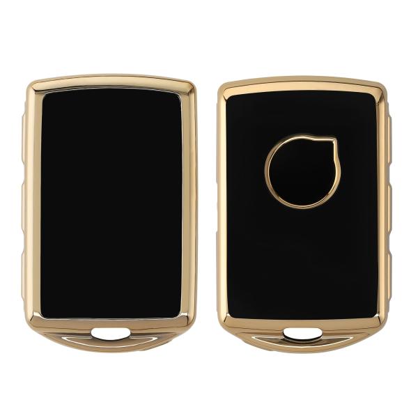 商品名: kwmobile ボルボ4ボタンカーキーキーレスゴー対応 キーケース - キーカバー 鍵カバー TPU 光沢仕上げ - 車鍵 耐衝撃 保護 黒色/ゴールド kwmobile Key Cover Compatible with Vo...