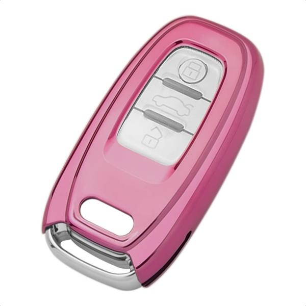 商品名:  TANGSEN Smart Key Fob Case Pink Metal Luster TPU Protective Cover Compatible with Audi A4 A5 A6 A7 A8 W12 Q5 Hybri...