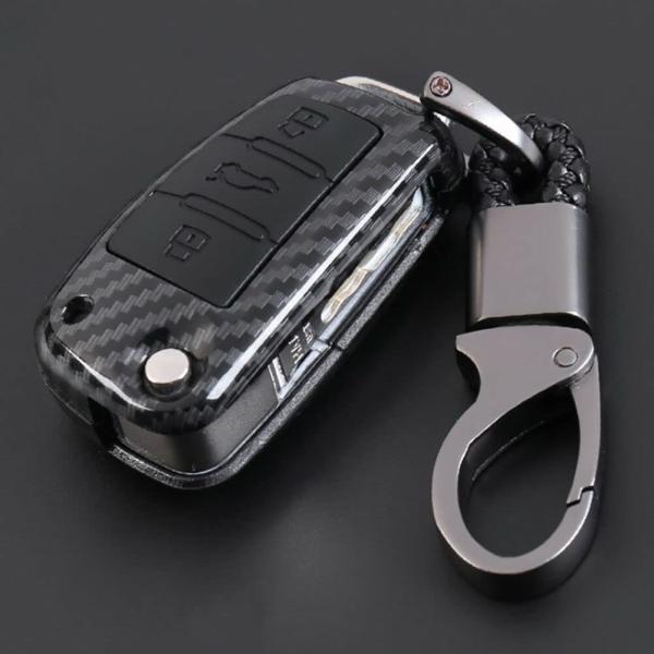 商品名:  NATEFEMIN Protective Carbon Fiber Car Key Cover Chain Remote Flip Fob for Audi (A1-A8 Q3 Q5 S4 R8) Accessoryブランド: ...