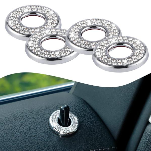 商品名:  BJSIA 4PCS Bling Car Inner Door Lock Covers, Trim Pull Rod Bolt Stickers, Car Accessories, Compatible with Mercede...