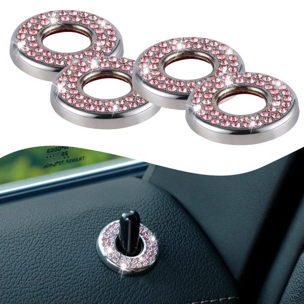 商品名:  BJSIA 4PCS Bling Car Inner Door Lock Covers, Trim Pull Rod Bolt Stickers, Car Accessories, Compatible with Mercede...