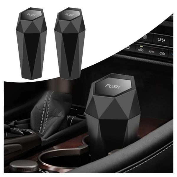 商品名: Aokdom ポータブル車用ゴミ箱 ダイヤモンドスタイル+蓋デザイン 防水 ミニゴミ箱 ほとんどの車のカップホルダーにフィット 自宅/オフィス/寝室/デスク/車のゴミ箱が車内を整理整頓 (ブラック/2個) Aokdom Porta...