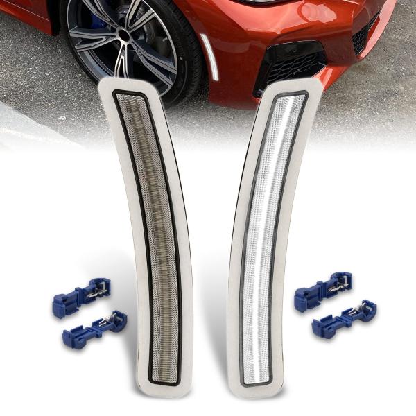 商品名:  AJP Distributors Clear Lens White LED Front Bumper Fender Side Marker Lights Reflector Signal Lamps Assembly Pair ...
