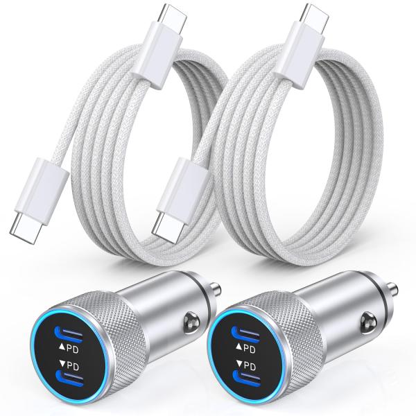 商品名:  iPhone 15 Car Charger,2Pack Dual Port USB C Fast Car Charger Type C Rapid Car Charging with 2Pack USB C to C Nylon...