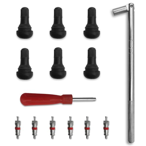 商品名: タイヤバルブステムツールリムーバー&amp;取り付け TR412スナップインバルブステム バルブステムコア付き シングルヘッドタイヤバルブコアリムーバー 古いチューブレスバルブステムを簡単に交換 (14個) Tire Valve ...