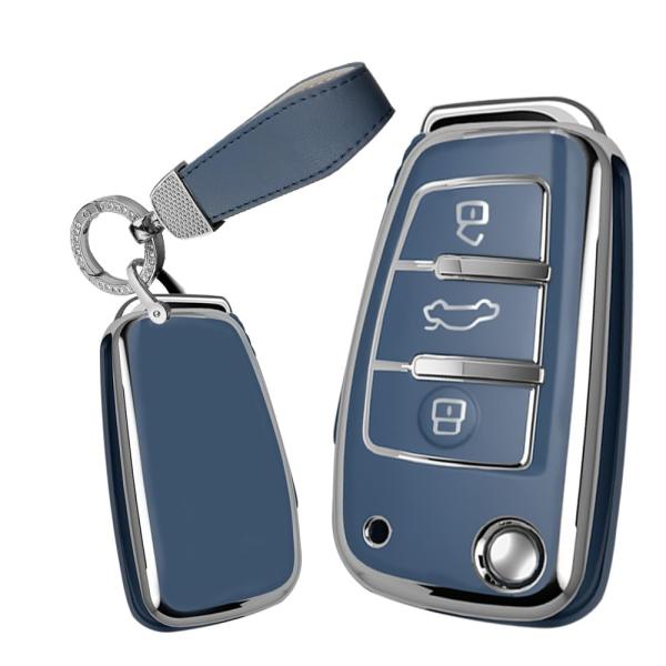 商品名: TECART 折りたたみ式ソフトTPUキーフォブカバー Audi A1 A3用 キーチェーンキーケース キーシェルボックス アクセサリープロテクター 3ボタン グレー A TECART Fold Soft TPU Key Fob ...