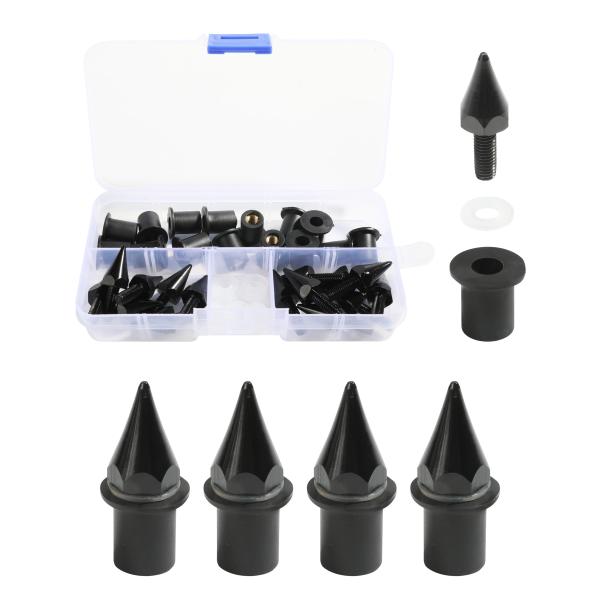 商品名: YAKEFLY ウィンドスクリーンボルト アルミアルマイトスパイク オートバイフェアリングボルト オートバイスパイク フロントガラスボルトナットキット ウィンドスクリーンスパイクボルト (ブラック) YAKEFLY Wind Sc...