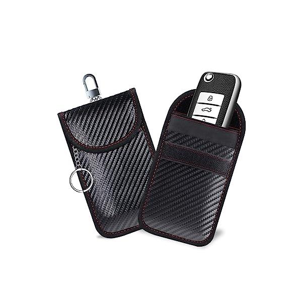 商品名: Zufoty ファラデーバッグ キーフォブ用 車 RFID キーフォブホルダー 車 RFID 信号ブロック キーフォブプロテクター カーボンファイバーファラデーポーチ キーフォブプロテクター カーアクセサリー ファラデーバッグ 2...