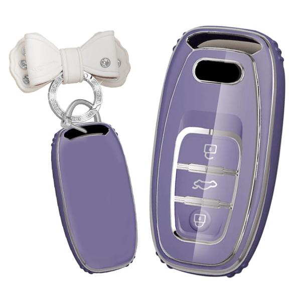 商品名:  TECART Key Case Cover Fit for Audi R8 Q5 Q7 S3 S4 S5 S6 TPU Keychain Key Fob Key Shell Accessories Protector 3 But...