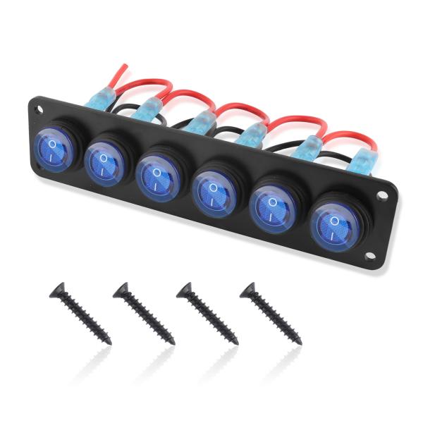 商品名:  Marine Switch Panel Waterproof Type,12 Volt Switch Panel with 6 Toggle Switch,Aluminium Boat Control Panel &amp; P...