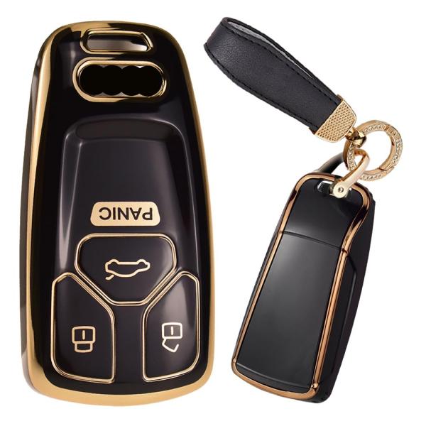 商品名:  TECART Key Case Fit for Audi Q5 S4 S5 SQ5 RS5 Soft TPU Key Fob Keychain Key Shell Accessories Protector 4 Button B...