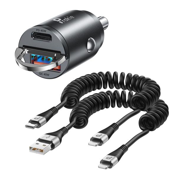商品名: USB C カーチャージャー カーチャージャー アダプター USB 車 電話 充電器 PD36W&amp;QC3.0 90W USB C Car Charger Fast Charging, PD45W QC45W, Mini C...