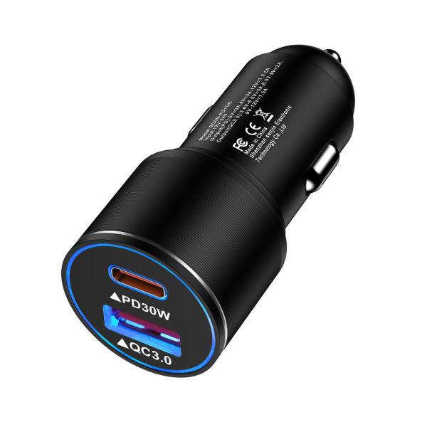 商品名: PD30W + 2.4A Dual Port USB C Car Charger 48W USB C Car Charger, All Metal 12V USB Outlet PD &amp; QC 3.0 Fast Charg...