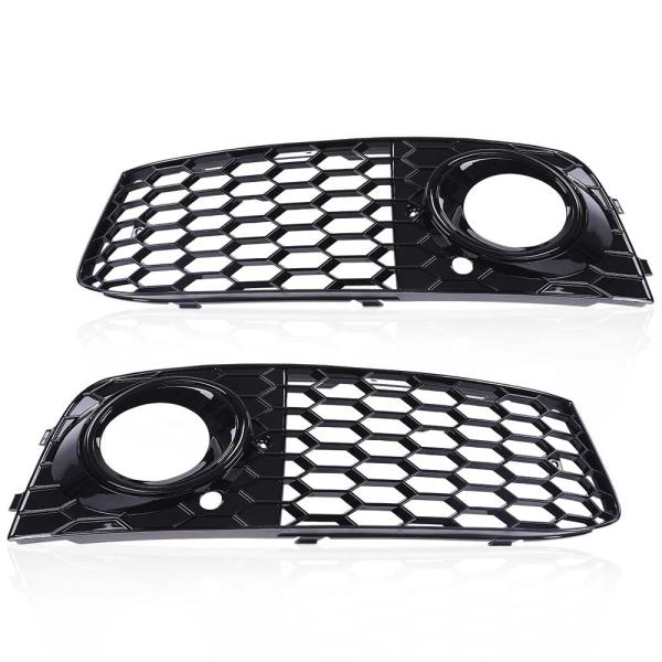 商品名:  CNNELL Front Bumper Fog Light Lamp Mesh Grill Grille Glossy Compatible with 2008-2012 Audi A4 B8 (Pre-Facelift)/Fo...
