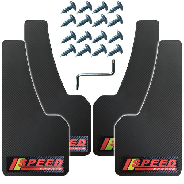 商品名: QUYDDC 標準サイズ カーボンファイバーカーユニバーサルマッドガード ハード全天候ワイドボディ、SUV、MPV(フルサイズSUVには適合しません) 外装アクセサリー ブラック+ロゴSP QUYDDC Standard Size...