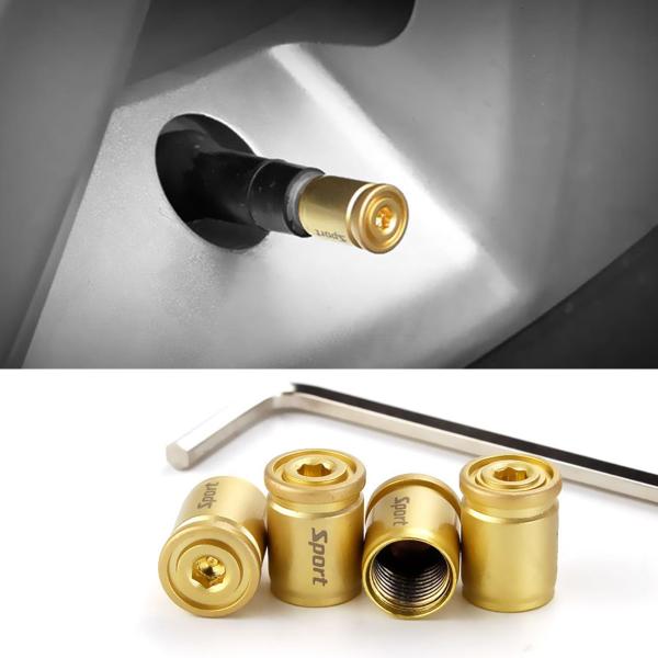 商品名: GKmow チューブレスタイヤバルブキャップ 4個 0.4インチ x 0.5インチ 盗難防止バルブコアカバー ほとんどの車種に対応 (ゴールド) GKmow 4 PCS Tubeless Tire Valve Cap, 0.39"...