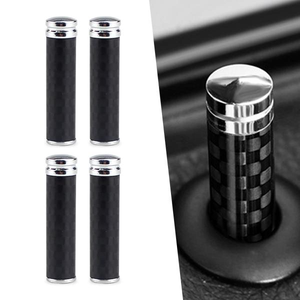 商品名: Ajxn 4個 メタルテクスチャ 車のドアプルピン カーボンファイバーパターン 銅 パーソナライズドアボルト 装飾カバー ユニバーサル 傷防止 ドアロックピン ほとんどの車種に対応 (ブラック) Ajxn 4 PCS Metal ...