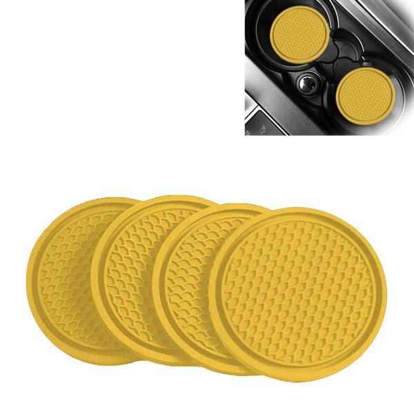 商品名:  UGSHY 4 PCS Car Cup Coaster, 2.75" Thickened PVC Soft Rubber Honeycomb Anti-Slip Water Bottle Pad, Universal Wear-...