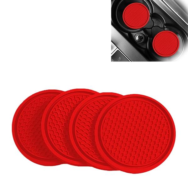 商品名:  UGSHY 4 PCS Car Cup Coaster, 2.75" Thickened PVC Soft Rubber Honeycomb Anti-Slip Water Bottle Pad, Universal Wear-...