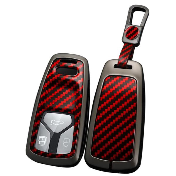 商品名:  TECART Carbon Pattern Key Fob Cover Fit for Audi A4 Q7 Q5 TT A3 A6 Key Remote Metal Key Holder Full Protection 3 B...