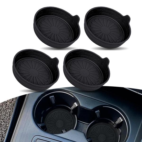 商品名: Crynod 車用ウォーターコースター 4個 3インチ x 1インチ TPE 環境に優しい 取り外し可能 滑り止めパターン カップホルダー、高架エッジ こぼれ防止 装飾アクセサリー ほとんどの車種用 (ブラック#フラワー) Cry...