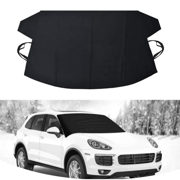 商品名: QODOLSI フロントガラスカバー 氷と雪用 厚手 600D オックスフォード生地 フロントガラスフロストカバー 氷 霜 雪除去 フロントガラススノーカバー 全天候 防水 垂れにくい (75インチ x 47.2インチ) QODO...