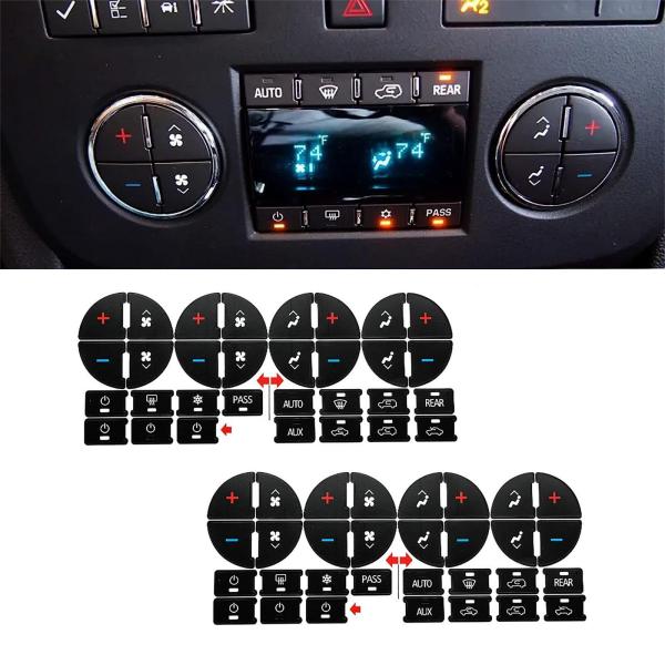 商品名:  QODOLSI 2 PCS Car Button Label Stickers, 6.69" x 2.59" AC Central Control Instrument Panel CD Button Panel Sticker...