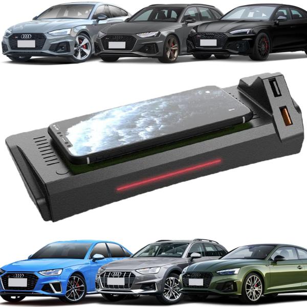 商品名:  Wireless Car Charger with 15w Wireless and Dual USB Qc3.0 Fast Charging for Audi A4/S4/RS4/A5/S5/RS5 2016-2023 All...