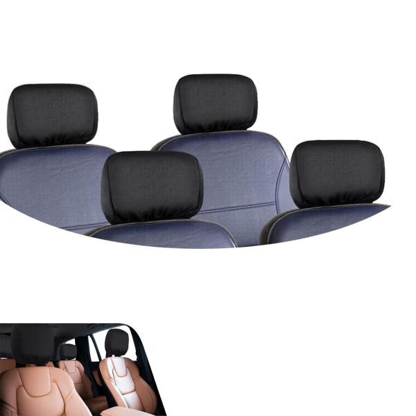 商品名: Ajxn カーシートヘッドレストカバー 4枚 9.88インチ x 11.1インチ ポリエステル ソフト 肌に優しい通気性枕カバー ユニバーサルシンプル装飾交換部品 ほとんどのモデル用 (ブラック) Ajxn 4 PCS Car S...