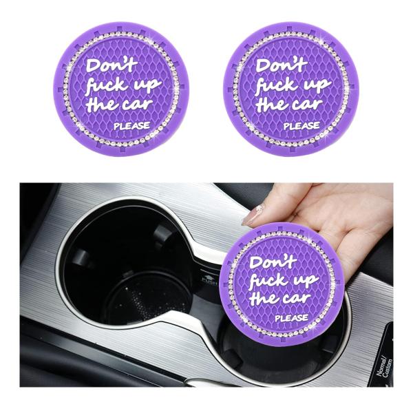商品名: Ziciner キラキラ光る車用カップホルダーコースター 滑り止め PVC ソフトラバー クリスタル ラインストーン オートカップマット 2.75インチ ユニバーサル車両内装アクセサリー (パープル) Ziciner 2 Pack...