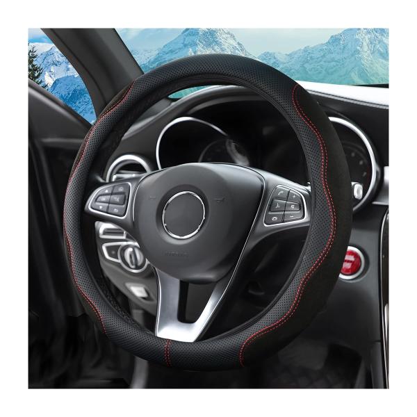 商品名: zipelo 14.5インチ-15インチ 車用ハンドルカバー 自動車内装ホイールプロテクター 丈夫でソフト 通気性 滑り止めリンギングレザー ユニバーサル 車 トラック SUV アクセサリー 男女兼用 (ブラック) zipelo ...