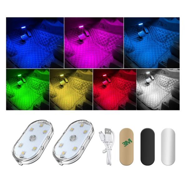 商品名:  Dickno 2PCS Wireless Led Lights for Car Interior, 7 Colors Magnetic Auto Interior Light with 6 Bright LED Lamp Bea...