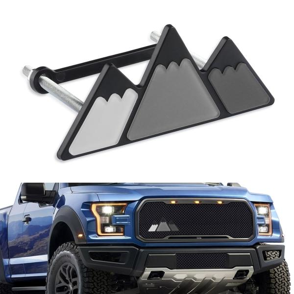 商品名: 3色 カーエンブレム メッシュジル用 防水 車のエンブレムとバッジ トライアングルマウンテンデザイン クールな車のバッジ フロントグリルエンブレム かわいいカーアクセサリー 男女兼用 (グレー) Tri-Color Car Emb...