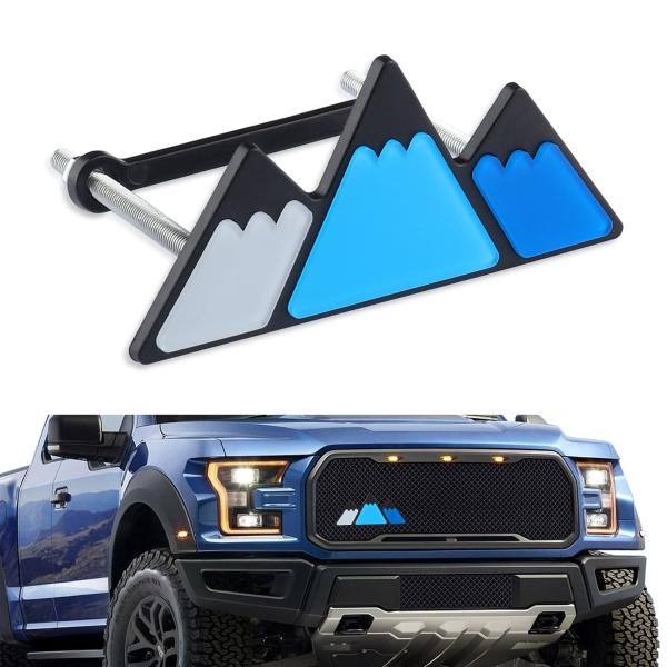 商品名: 3色 カーエンブレム メッシュジル用 防水 車のエンブレムとバッジ トライアングルマウンテンデザイン クールな車のバッジ フロントグリルエンブレム かわいいカーアクセサリー 男女兼用 (ブルー) Tri-Color Car Emb...