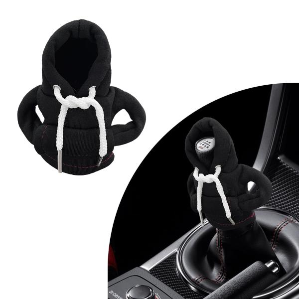 商品名: Dickno カーシフトノブパーカー、面白いセーター 暖かいシフトノブカバー 冬用、自動車インテリアノベルティ装飾、ユニバーサルカーインテリア装飾アクセサリー ほとんどの車両用 (ブラック) Dickno Car Shift Kn...