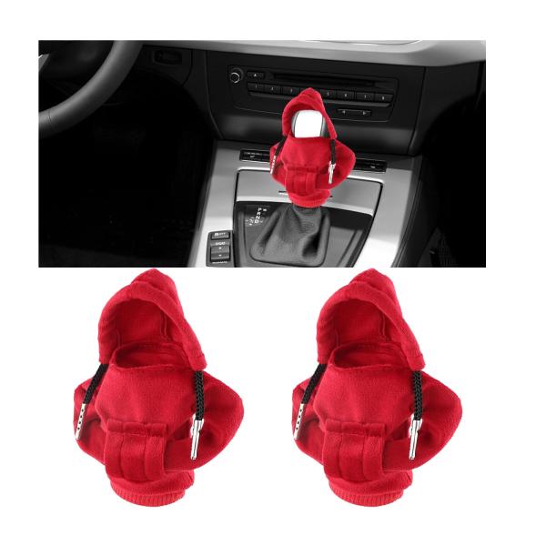 商品名: Dickno 2ピース カーギアシフトノブパーカー、ファッショナブルなセーターデザインオートギアシフトカバー、ミニパーカーカーシフタースティックプロテクター、ユニバーサル車両内装装飾アクセサリー(レッド) Dickno 2PCS ...